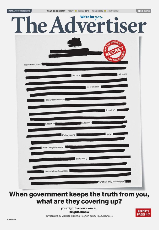 Australian papers censor front pages in press freedom campaign - London ...